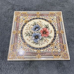 Accents | Beautiful Floral Vintage Tile Trivet 6 By 6 Hr Johnson Tiles ...